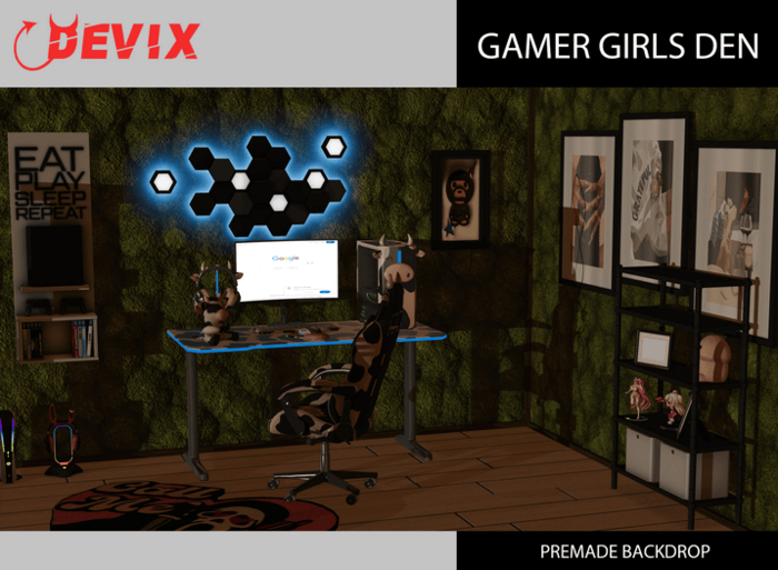 Second Life Marketplace - [DEVIX] Gamer Girls Den Premade Backdrop